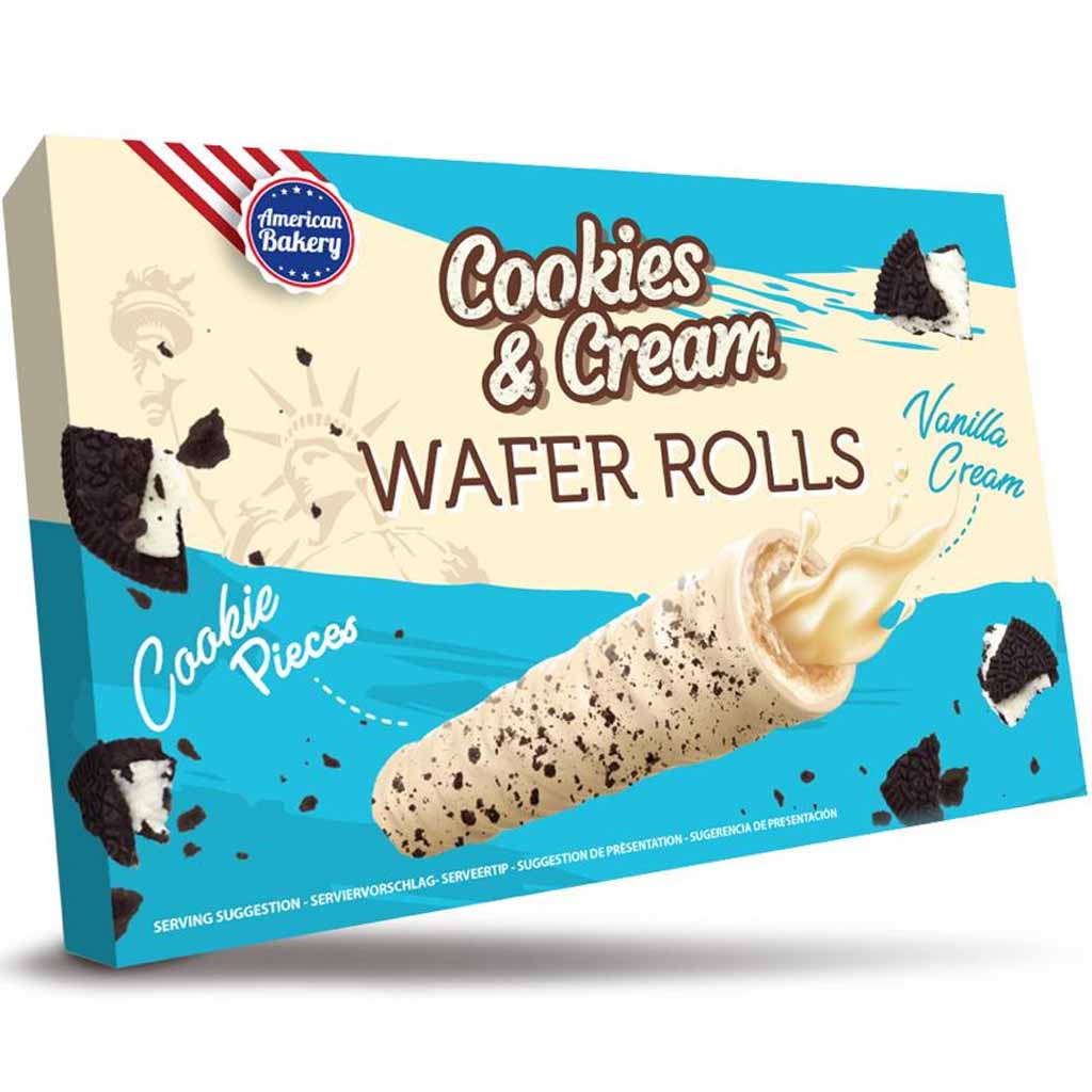 American Bakery Wafer Rolls Cookies & Cream 120g/Amerikanische ...